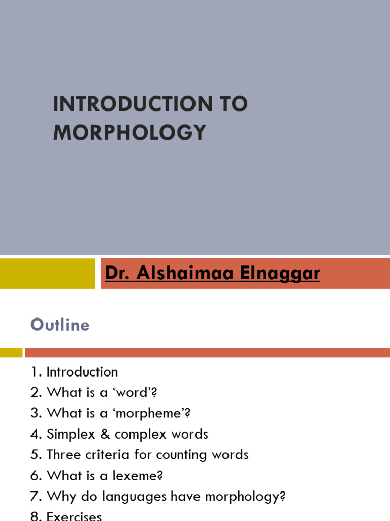 Week2 - Introduction To Morphology | PDF | Word | Morphology (Linguistics)