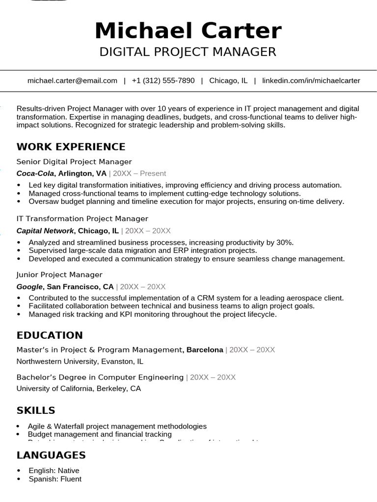 341 Resume Template Ats Basic | PDF | Project Management | Résumé