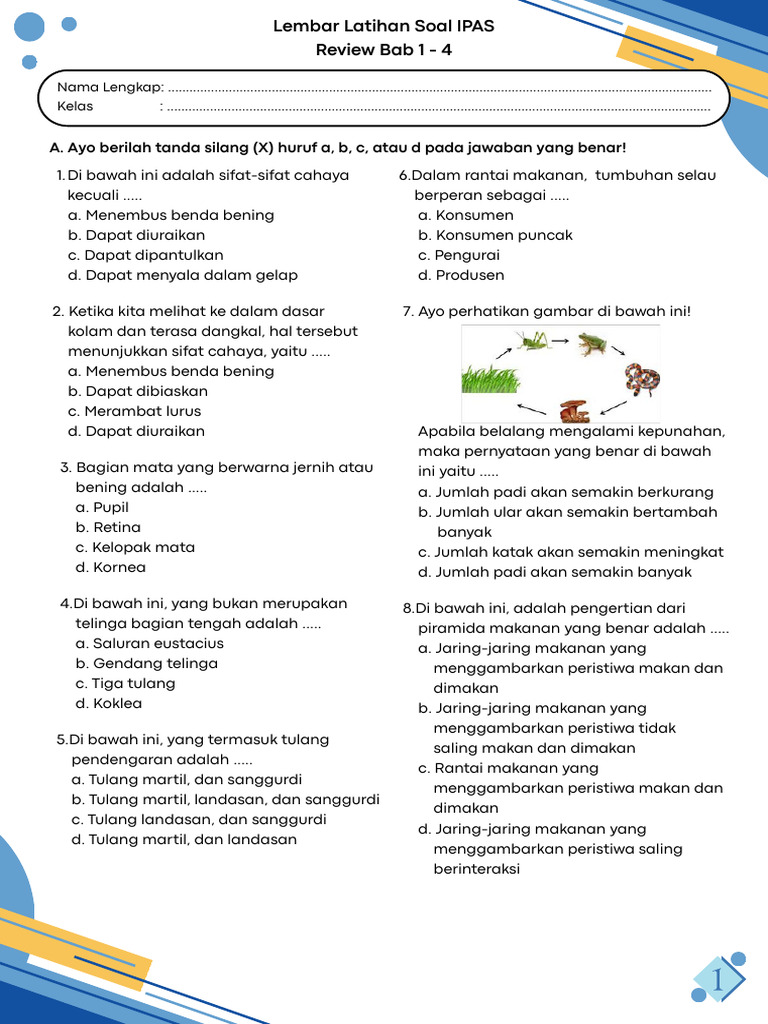 Worksheet Review Ipas Bab 1-4 | PDF