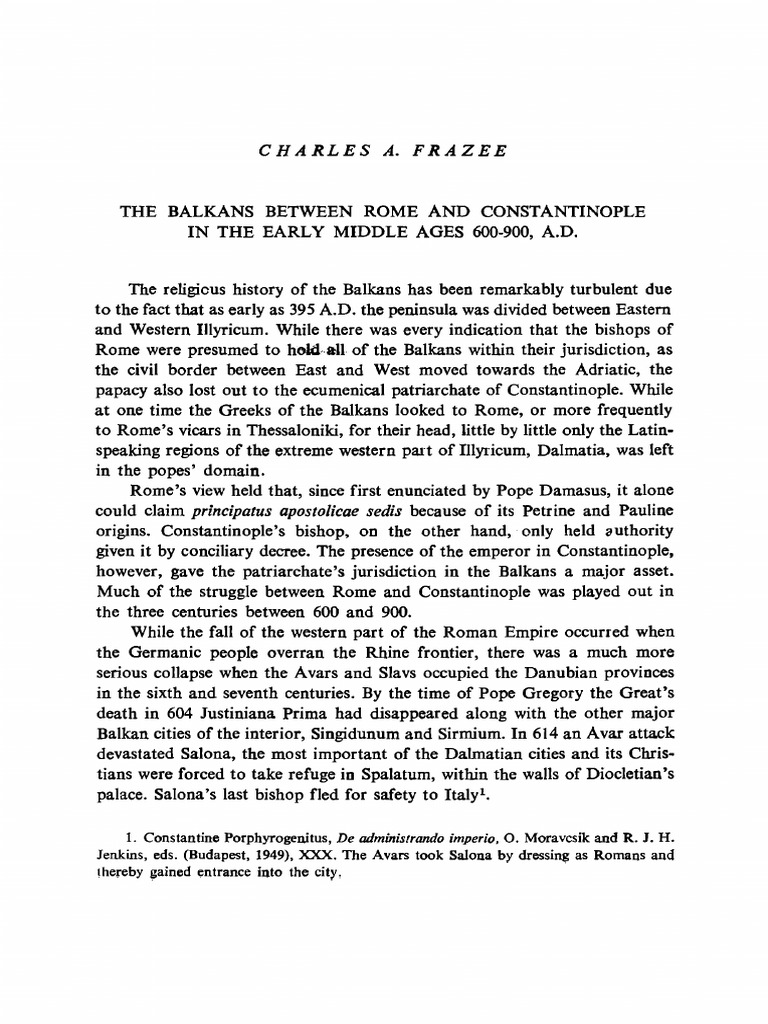 Charles A. Frazee The Balkans Between Rome and Constantinople in The ...