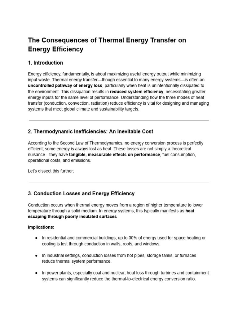 The Consequences of Thermal Energy Transfer On Energy Efficiency | PDF ...