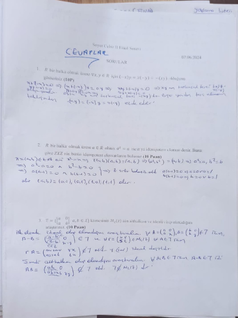 Soyut Cebir 2 Final | PDF