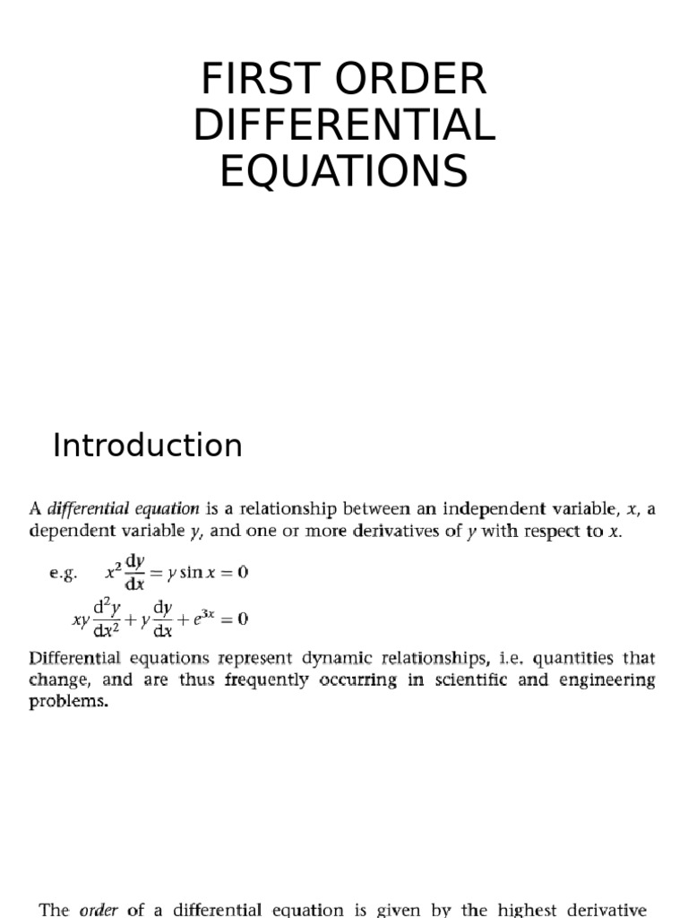 Week 3 First Order Differential Equations | PDF
