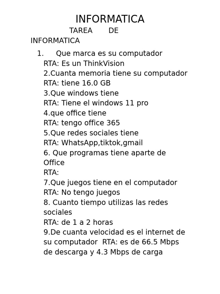 Tarea de Informatica | PDF