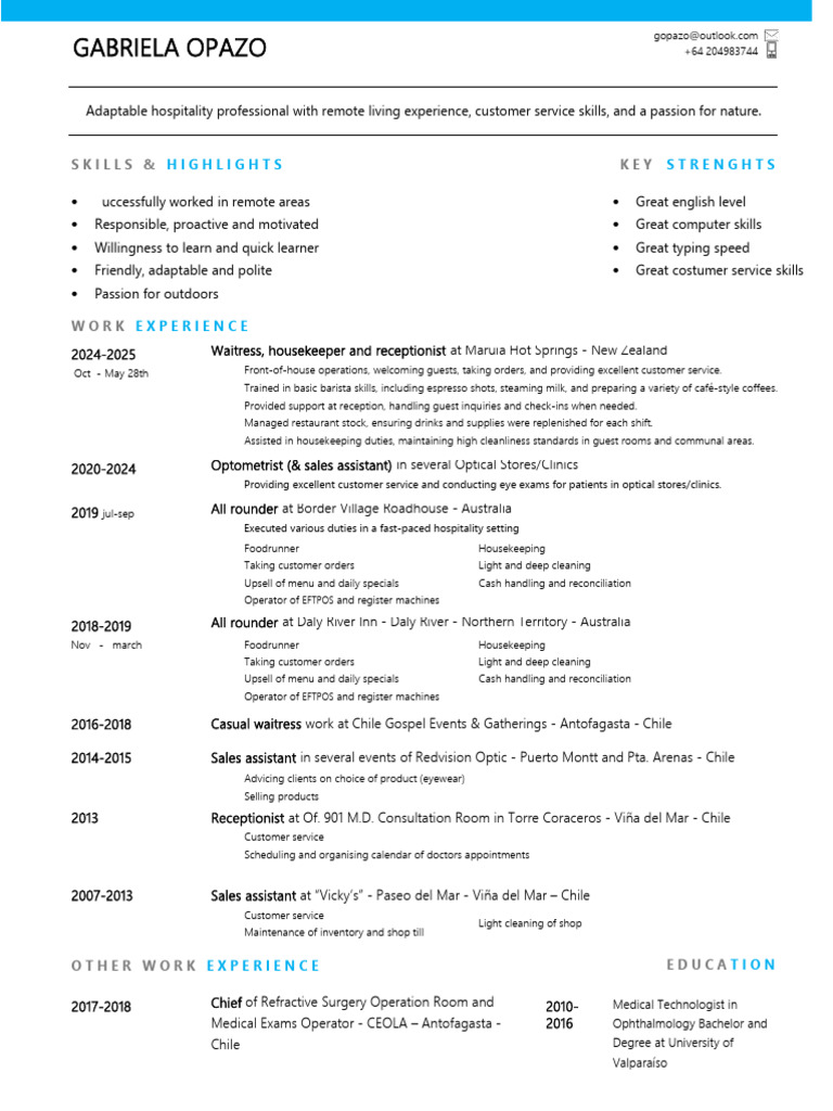 2025 CV Gabriela Opazo | PDF | Health Care