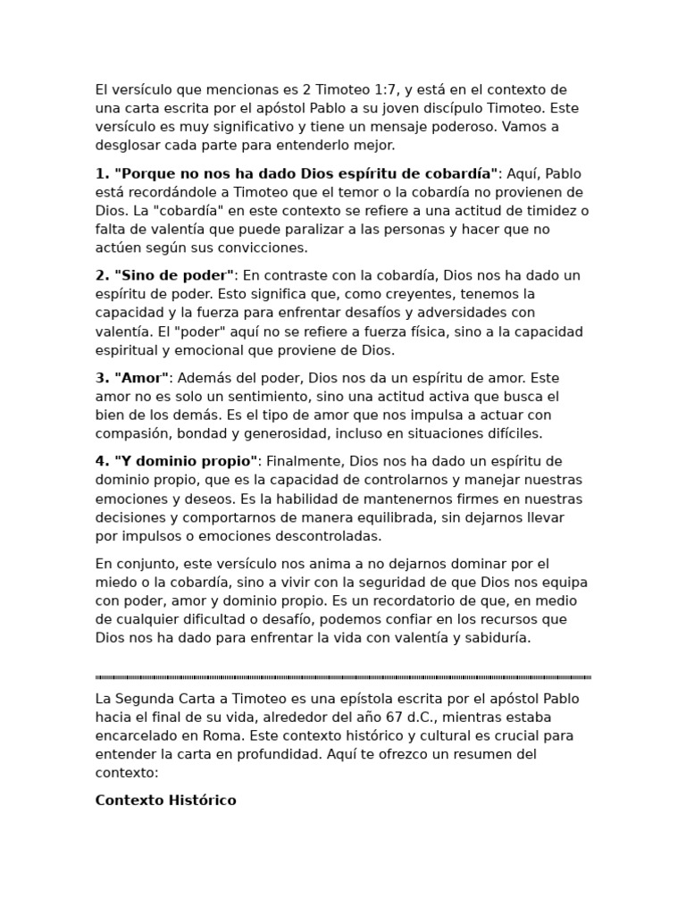 Poder Amor y Dominio Propio | PDF | Pablo el apóstol | Amor