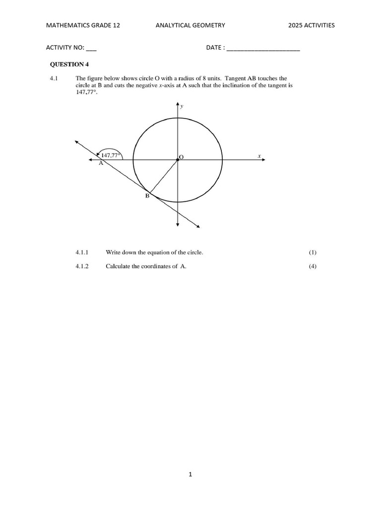 Analytical Geometry GRD 12 2025 Final - 013801 | PDF | Mathematics ...