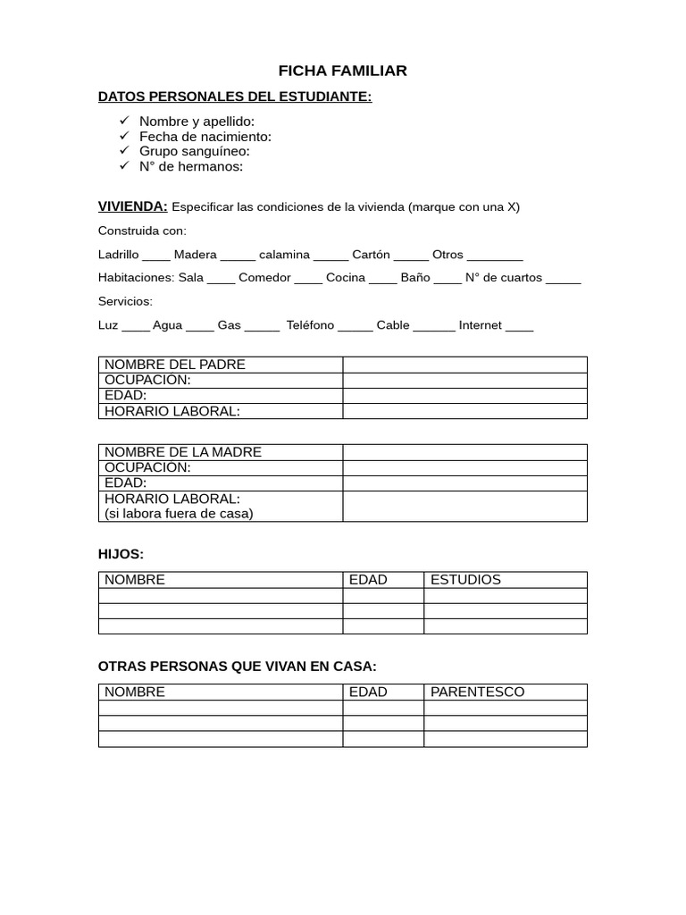 Ficha Familiar | PDF
