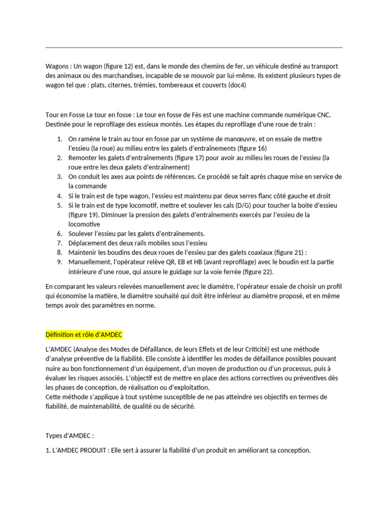 Types de wagons et AMDEC en maintenance | PDF | Ingénierie mécanique