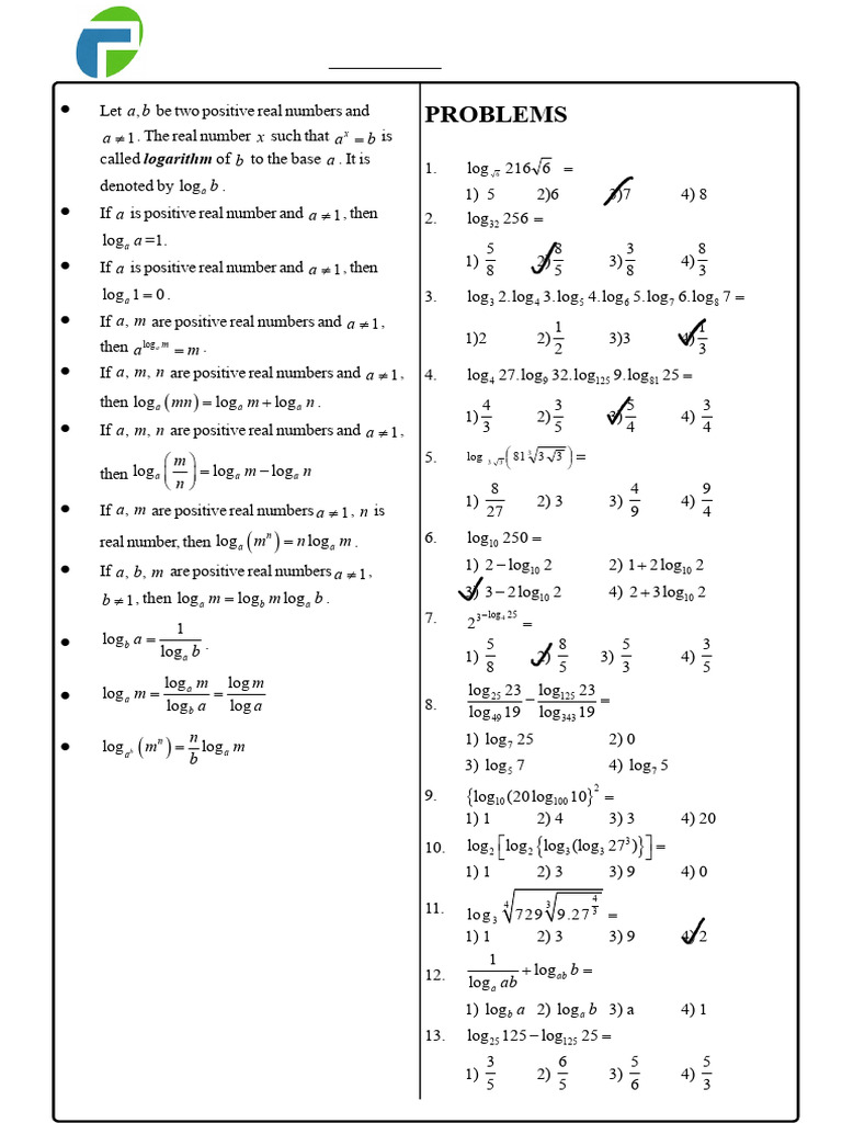 Logarithm Properties and Problems | PDF | Chess | Chess Theory