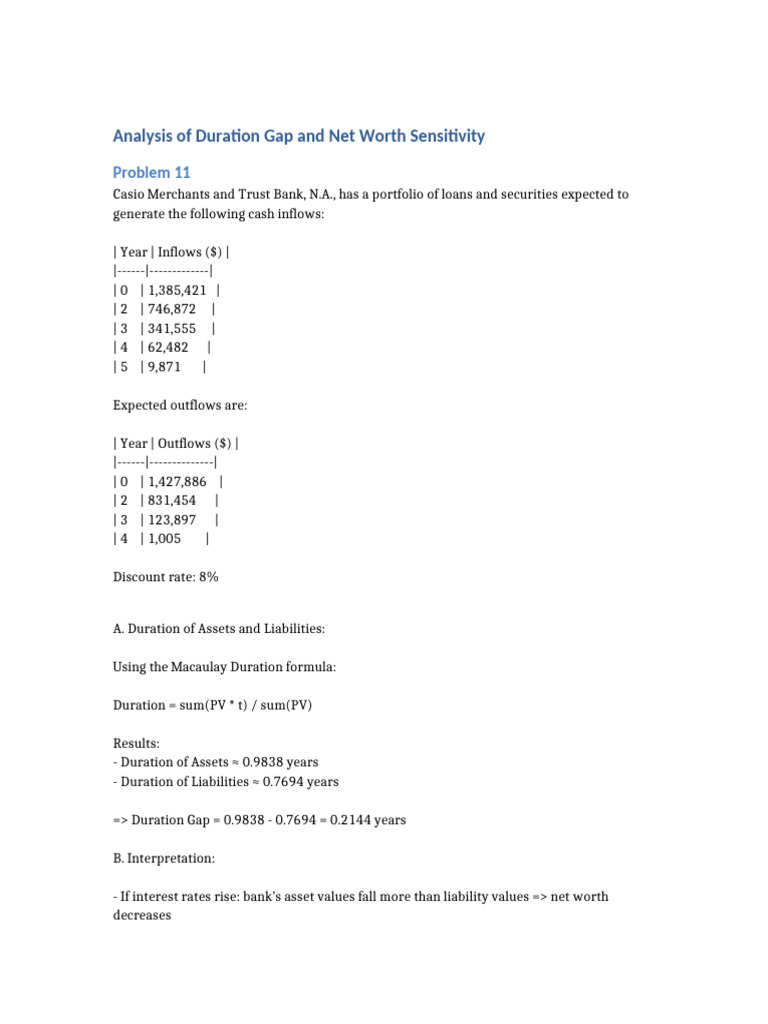 Duration Gap Analysis Casio | PDF