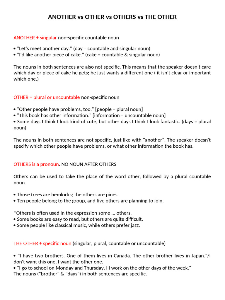 Another Vs Other Vs Others Vs The Other | PDF