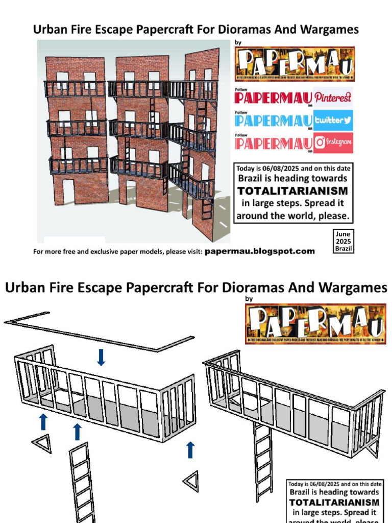 Urban Fire Escape Papercraft For Dioramas and Wargames BR by Papermau ...
