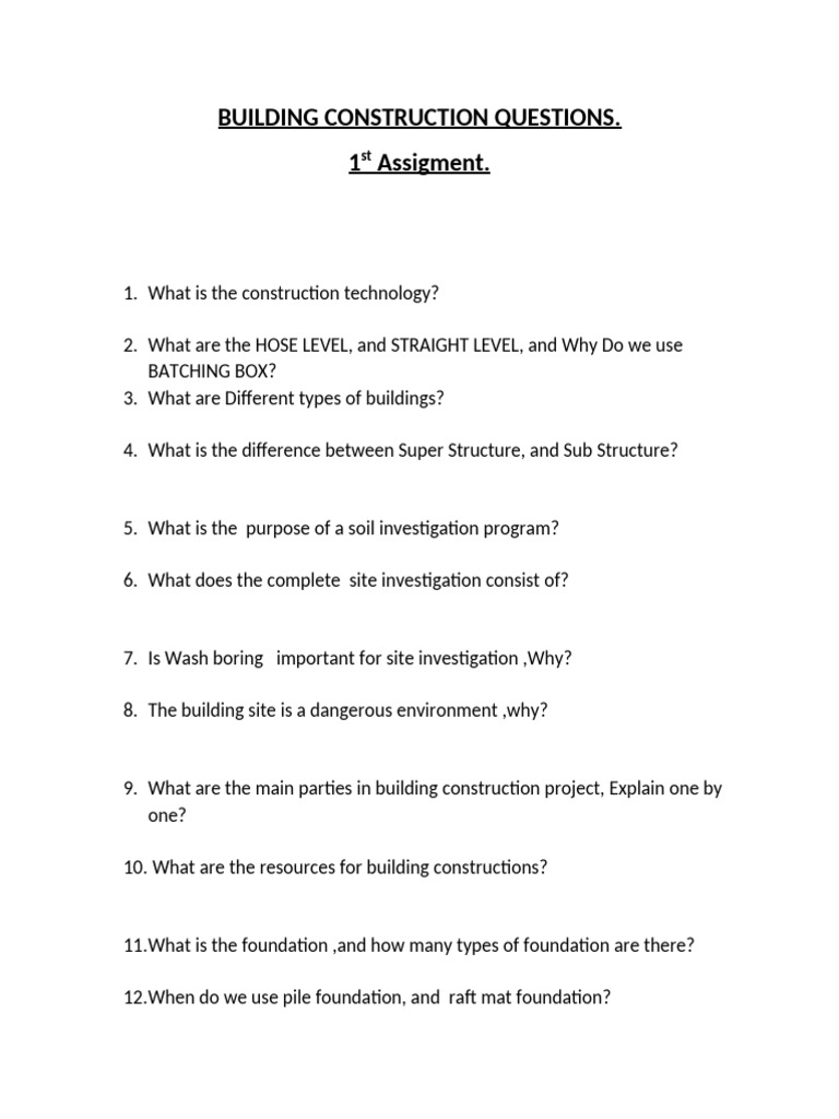 Building Construction Questions | PDF | Stairs | Foundation (Engineering)