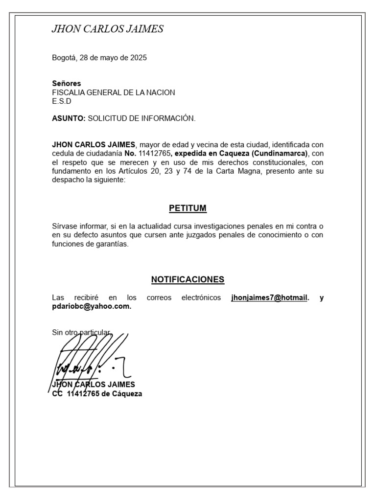 Solicitudes de Informacion Jhon | PDF