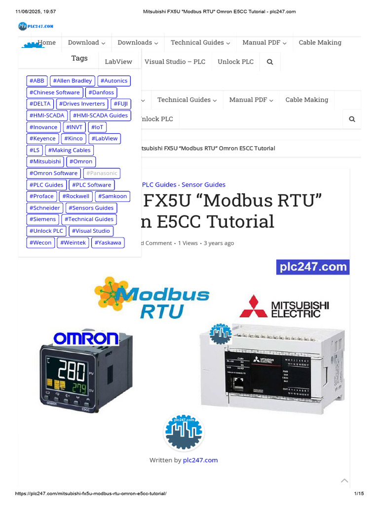Mitsubishi FX5U - Modbus RTU - Omron E5CC Tutorial | PDF | Programmable Logic Controller | Computing