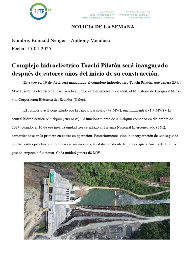 Noticia de La Semana 15-04-2025 | PDF