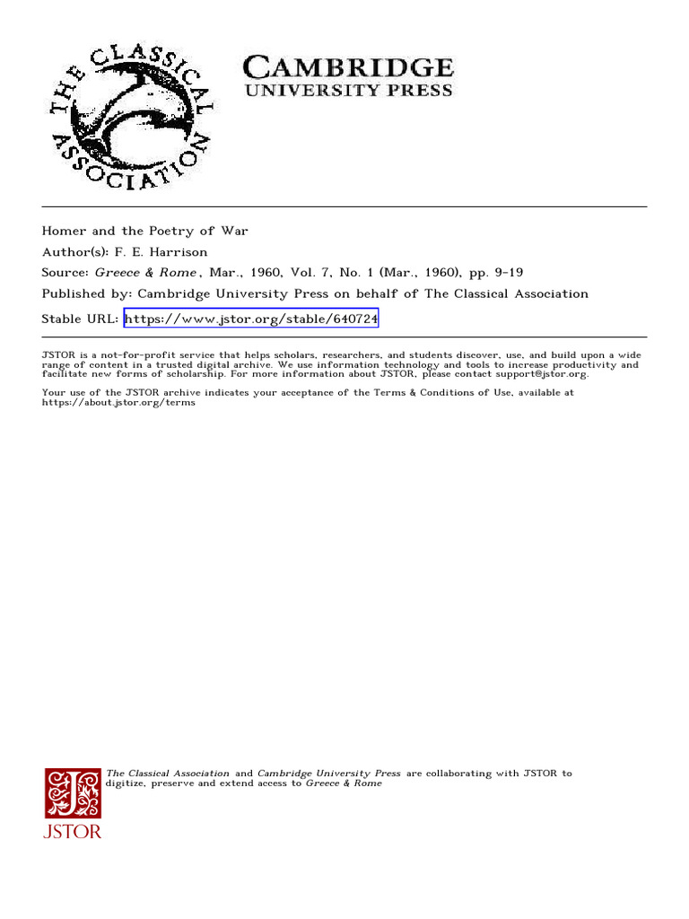 Harrison HomerPoetryWar 1960 | PDF | Hector | Achilles