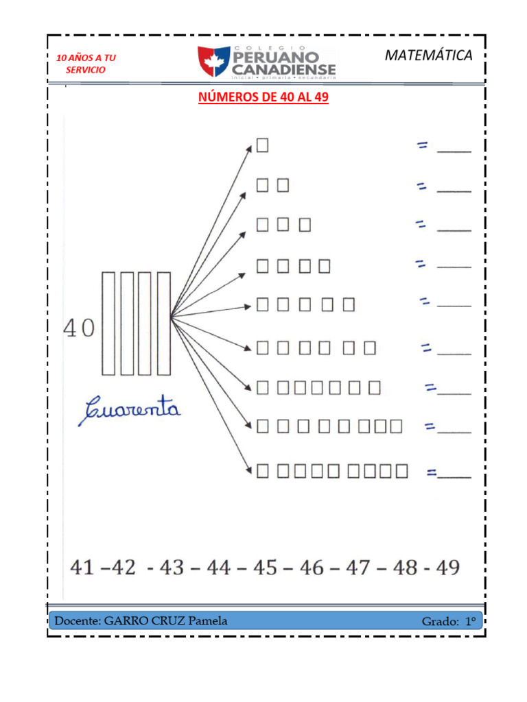 Números Del 40 Al 59 1b | PDF