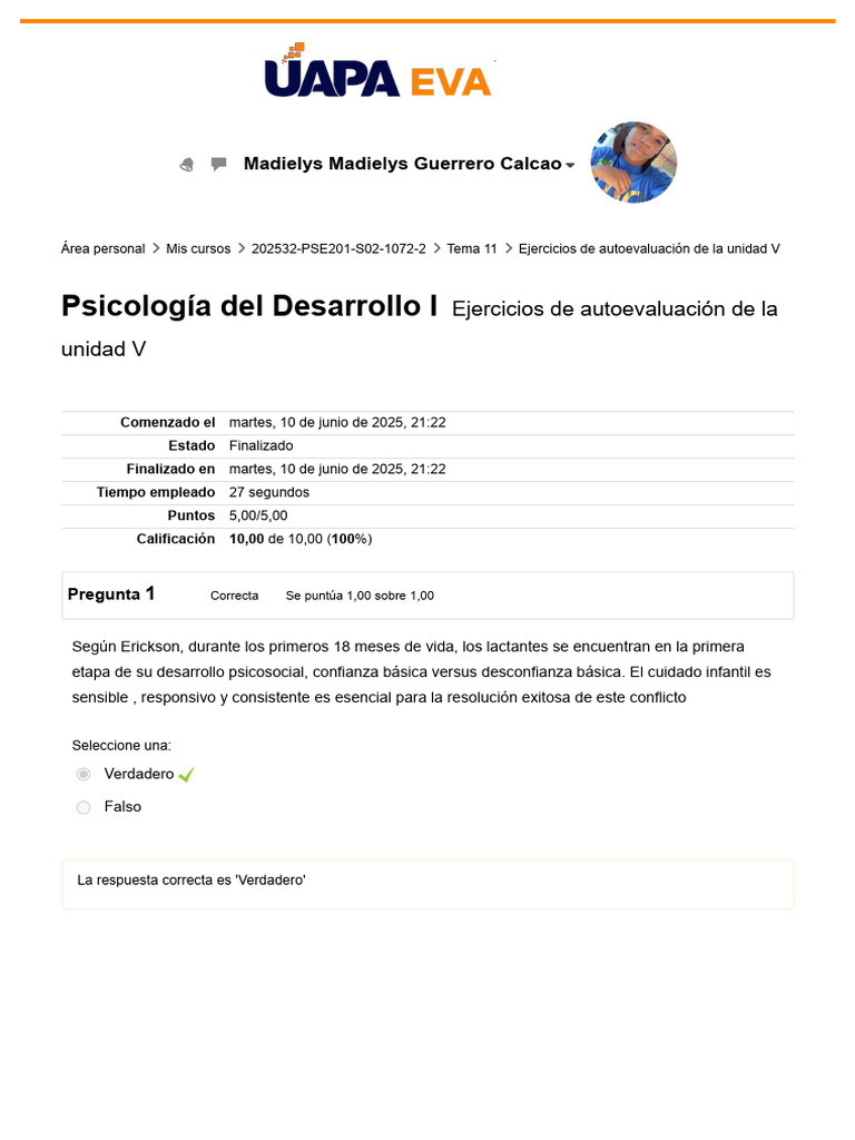Ejercicios de Autoevaluación de La Unidad V - Revisión Del Intento SEMANA 5 | PDF