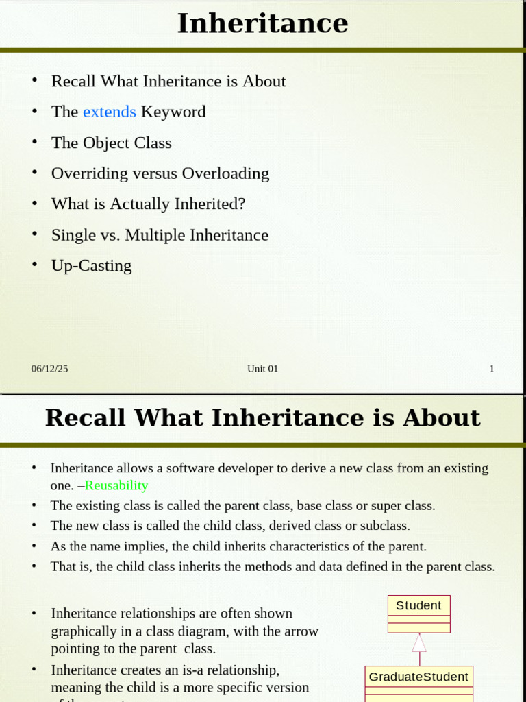 COSC212 Slides | PDF | Inheritance (Object Oriented Programming) | Class (Computer Programming)