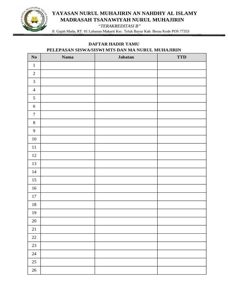 Daftar Hadir Tamu | PDF