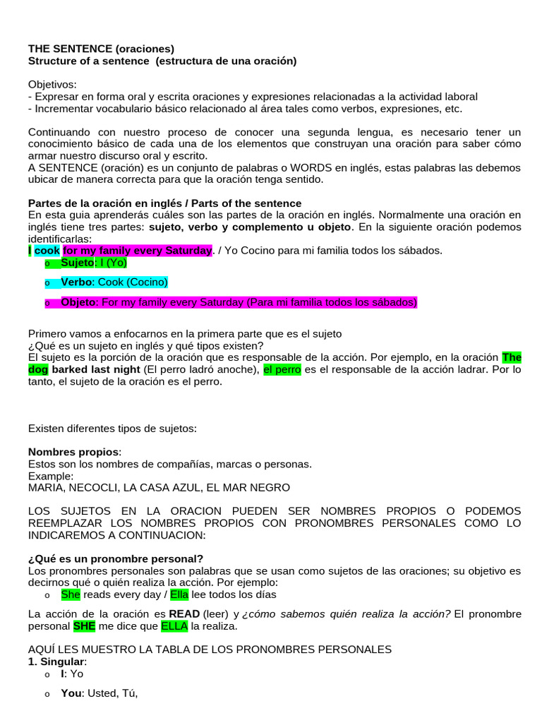 Actividades y Tematica | PDF | Verbo | Asunto (gramática)