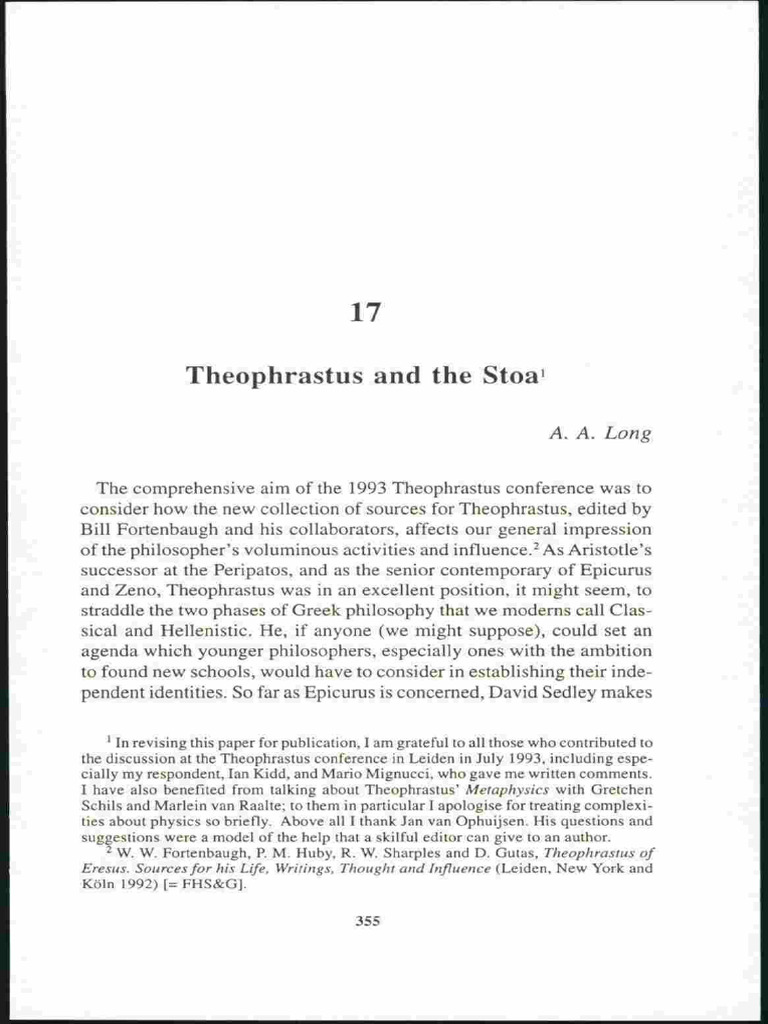 Long (Theophrastus and the Stoa) Bb | PDF
