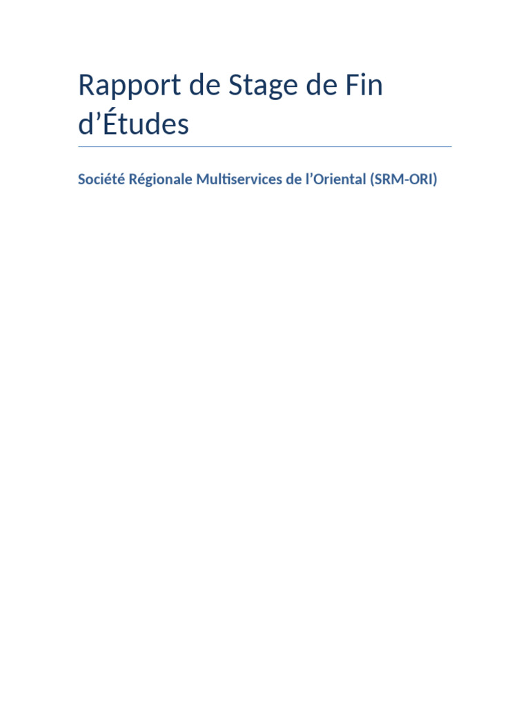 Rapport de Stage à la SRM-ORI | PDF | la communication | Intelligence ...