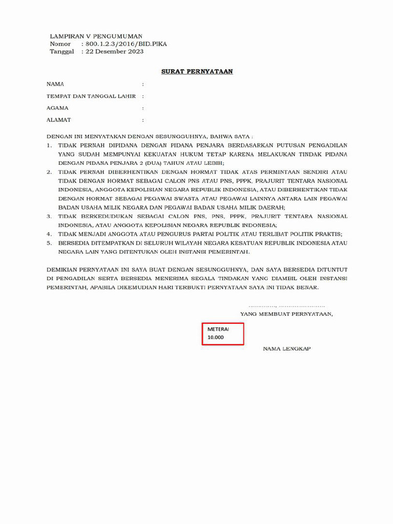 5 Lampiran V - Pernyataan 5 Poin | PDF