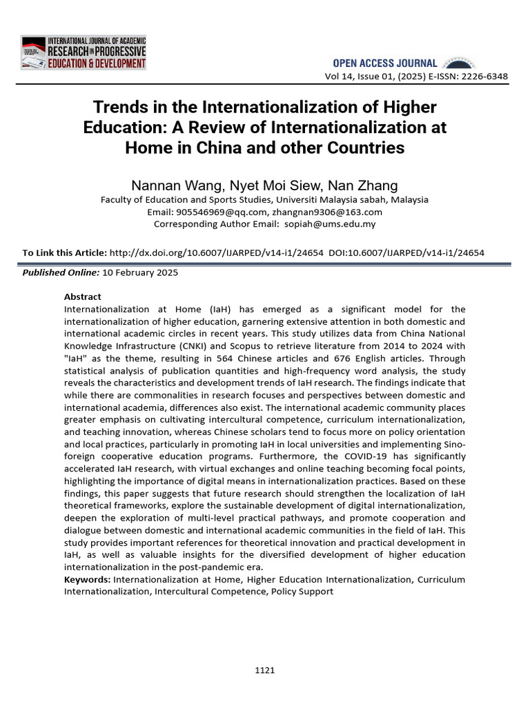 Trends in The Internationalization of Higher Education: A Review of ...