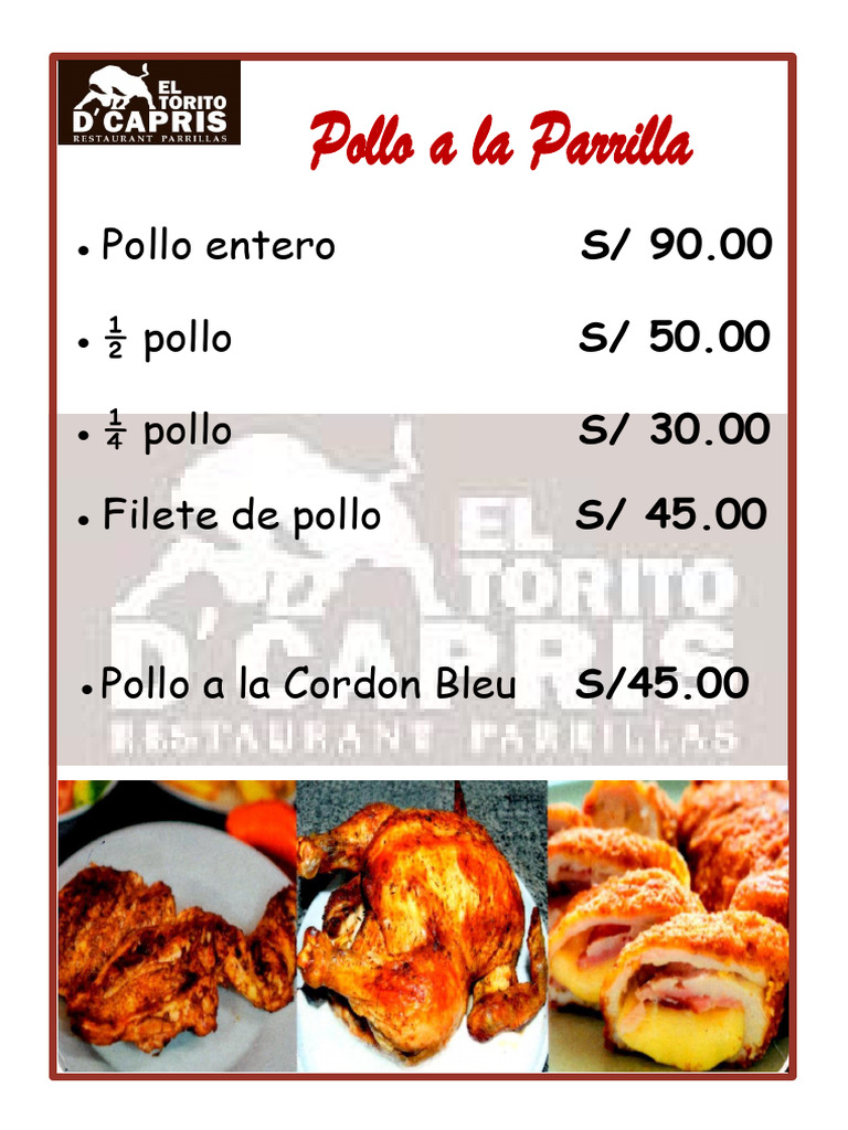 Menú del Torito de Capris | PDF | filete | Platos con carne