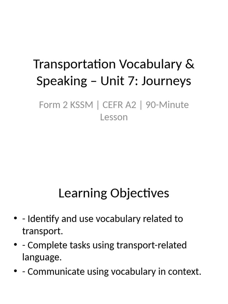 Transportation Vocab Lesson 2 | PDF