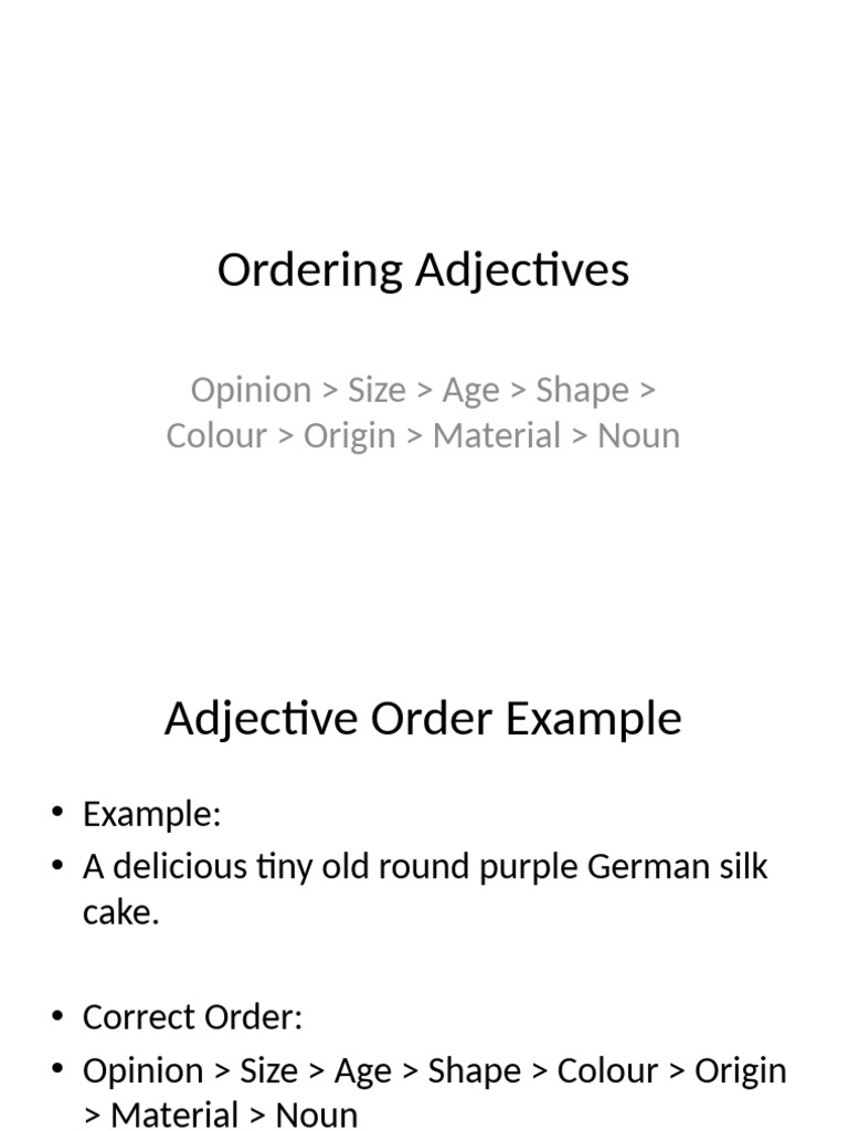 Ordering Adjectives Lesson | PDF