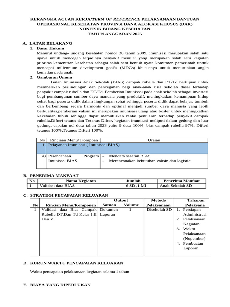 TOR Validasi Data BIAS | PDF