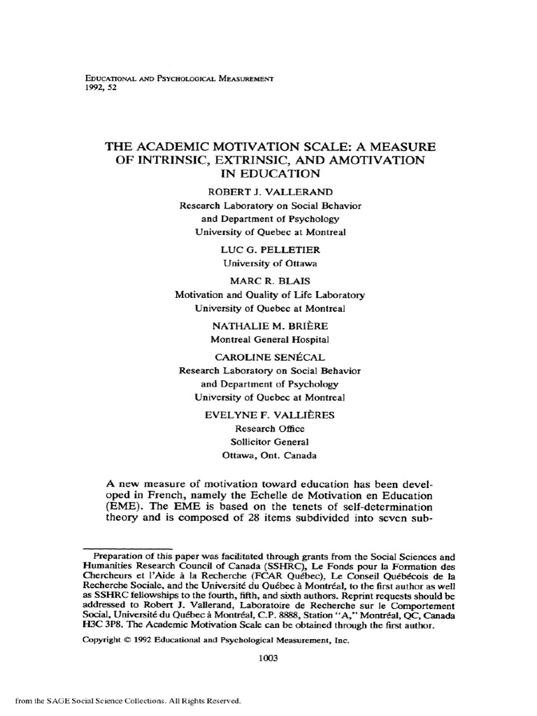The Academic Motivation Scale A Measure | PDF | Motivation | Motivational