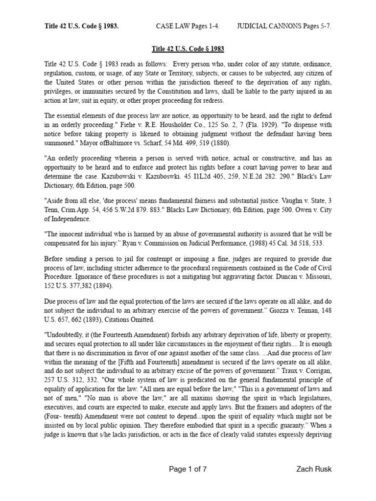 Understanding 42 U.S. Code § 1983 Rights | PDF | First Amendment To The ...