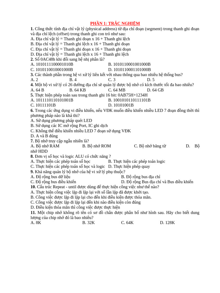 5. Bài Tập Ôn VXL | PDF