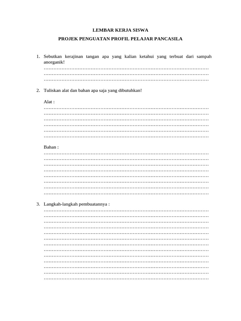 Lembar Kerja Siswa p5 | PDF