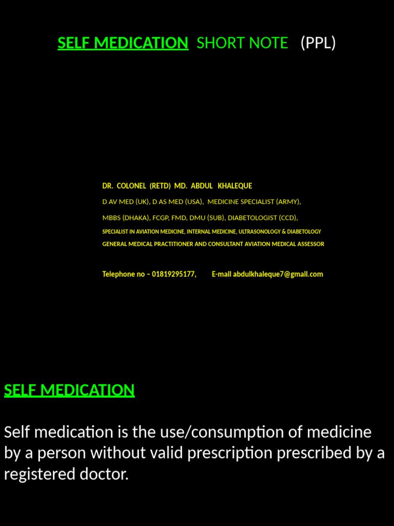 Self Medication PPL Short Note | PDF | Situation Awareness | Aviation ...