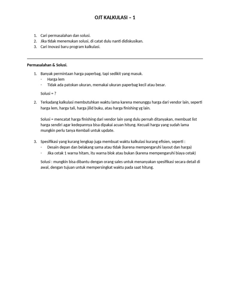 Ojt Kalkulasi | PDF