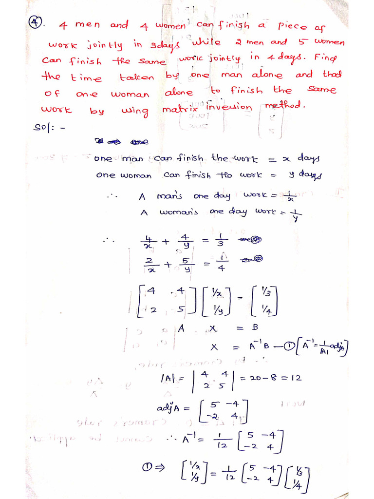 Chapter1 - Applications of Matrices and Determinants, Exercise 1.3 (4 ...