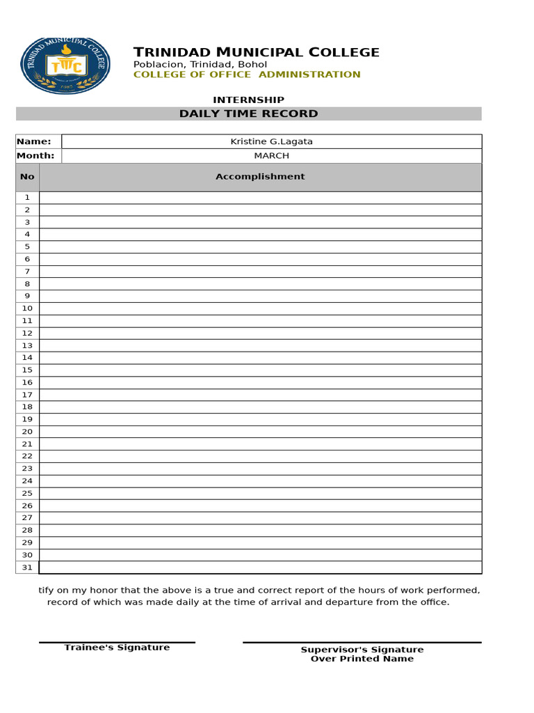 DTR - Accomplishment 3 | PDF