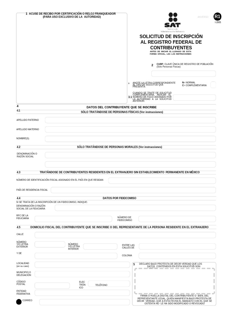 FORMATO R1 para Registrar RFC | PDF