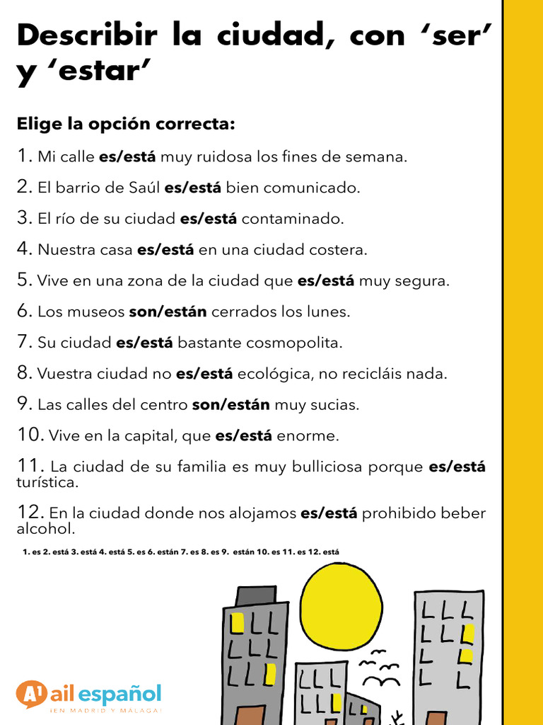 Ejercicio Describir Ciudad Ser Estar Espanol | PDF
