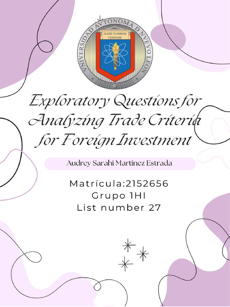 Exploratory Questions For Analyzing Trade Criteria For Foreign ...