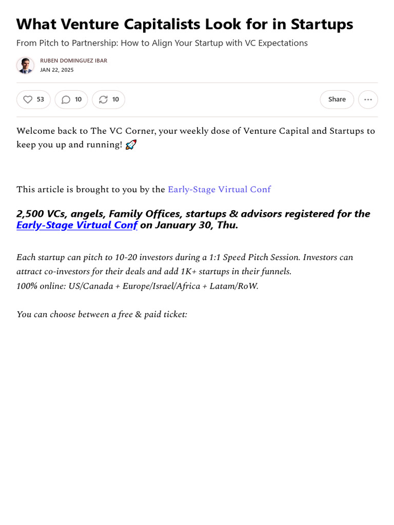 What Venture Capitalists Look For In Startups Pdf Venture Capital