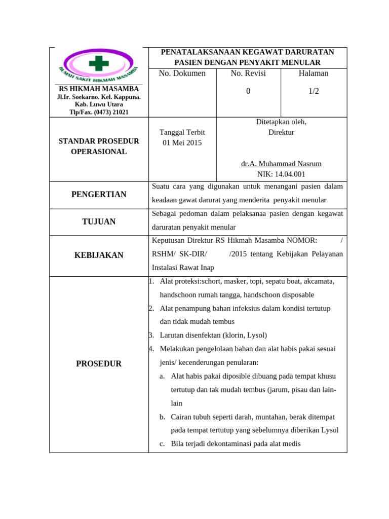 PENATALAKSANAAN PASIEN DENGAN Kegawat Daruratan Penyakit Menular | PDF