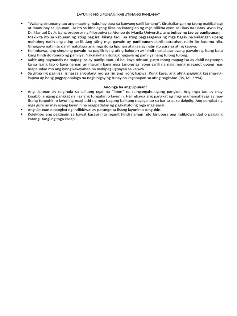 Esp 9-Layunin NG Lipunan | PDF