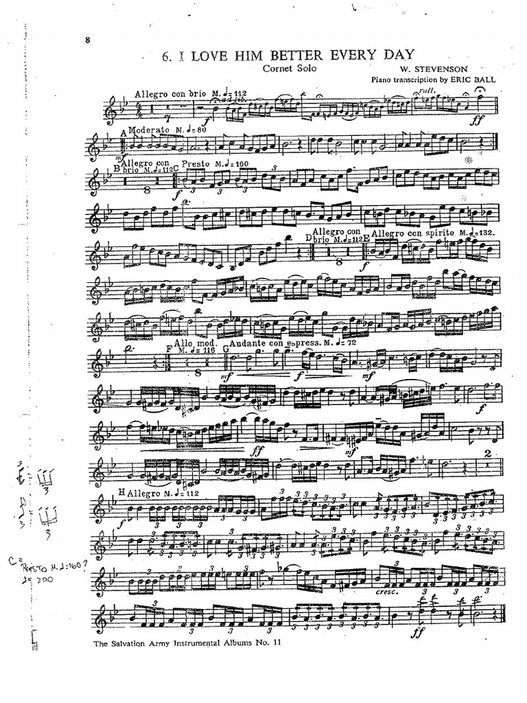 Cornet Solo - I Love Him Better Every Day | PDF